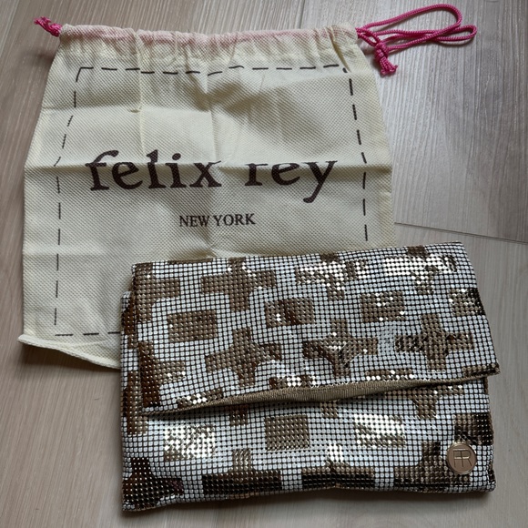 Bags | Felix Rey Gold Metal Chain Bag Clutch | Poshmark